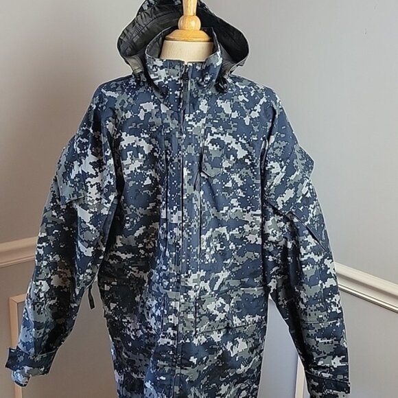 U.S. Navy | Jackets & Coats | Us Navy Military Digi Blue Camo Full Zip Hood Gortex Activewear ...